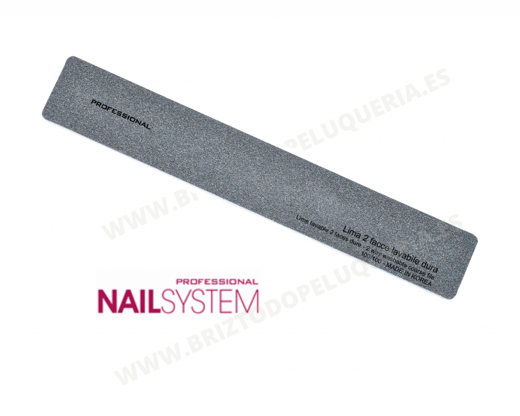 LIMA DE UÑAS RECTA ANCHA 100/100 NAIL SYSTEM - Briztodopeluquería